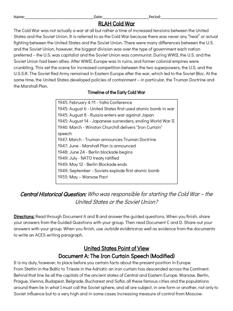 RLAH Who Caused The Cold War | PDF | Cold War | Soviet Union