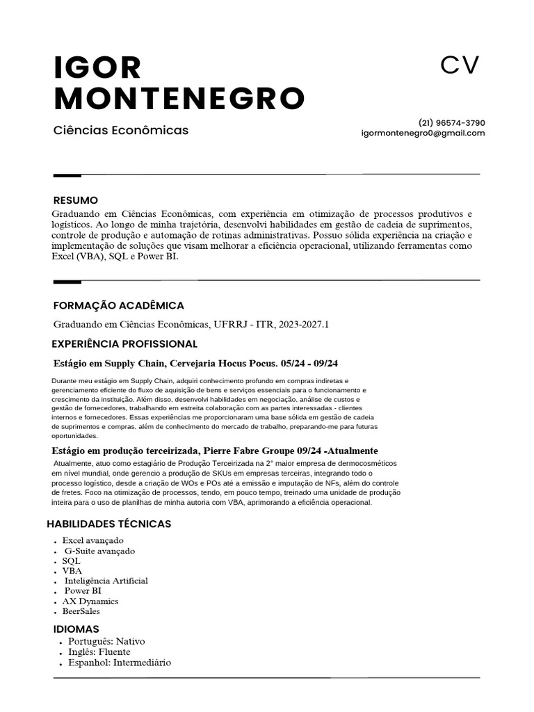 CV - Igor Montenegro PF | PDF