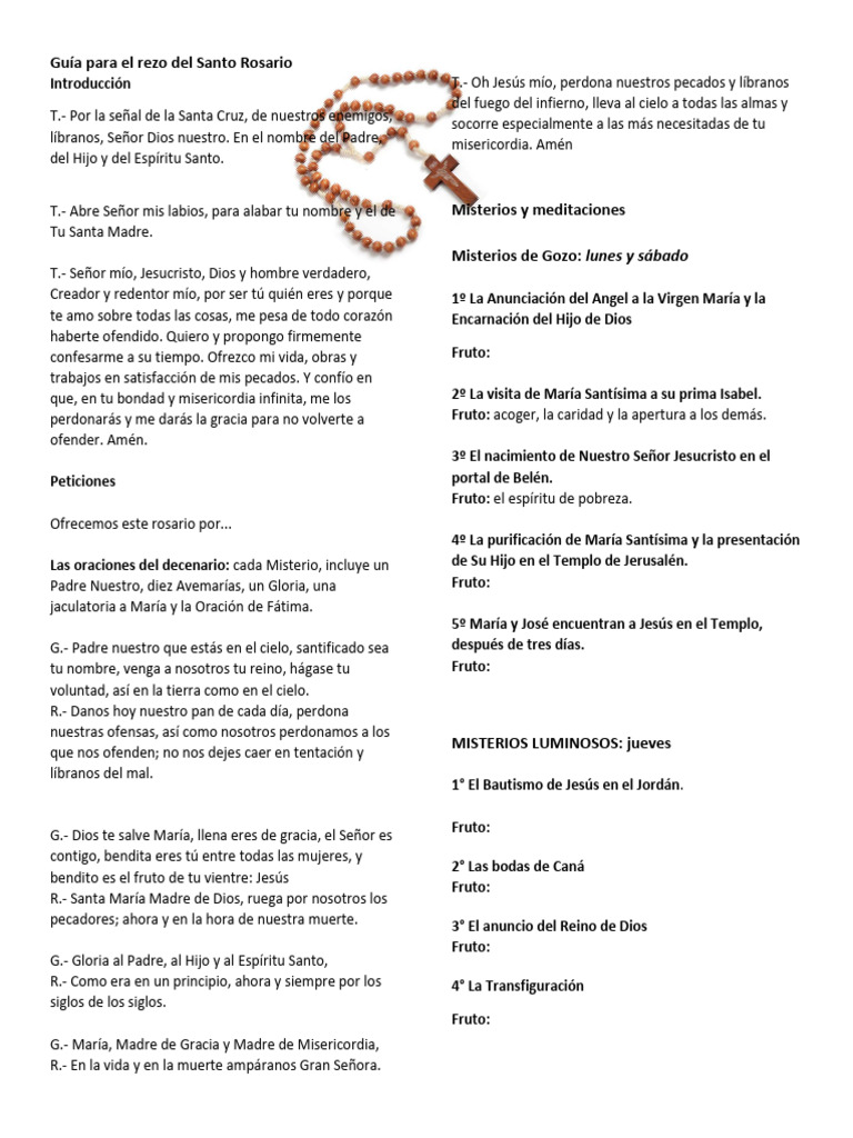 Guía para El Rezo Del Santo Rosario2 | PDF | María, madre de Jesús ...