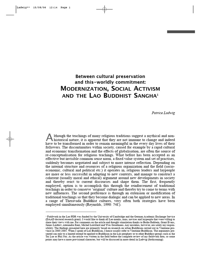 Ladwig - Between Cultural EFEO - Draft | PDF | Bhikkhu | Dharma