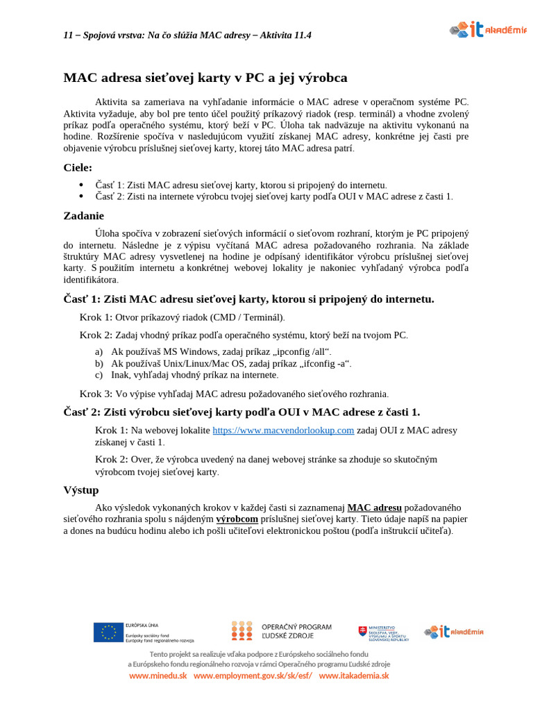 M11-A04 - Zisti MAC Adresu | PDF