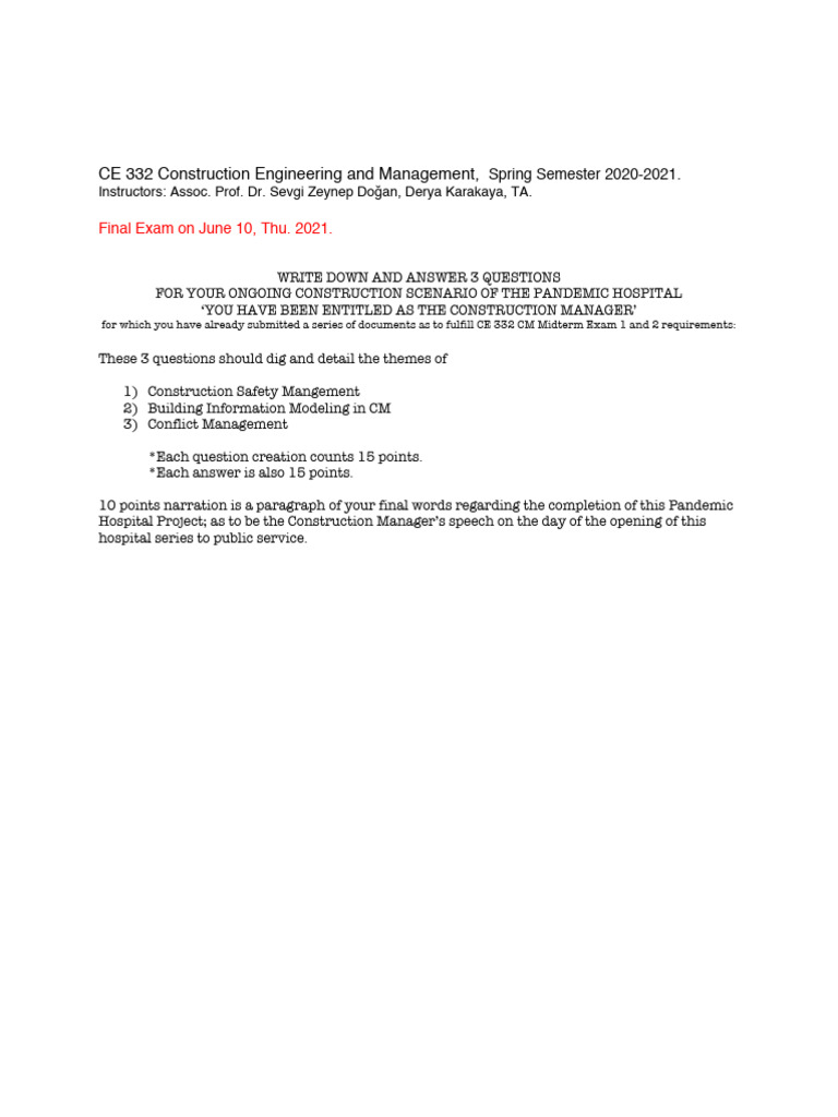 CE332 2021 FinalExam | PDF | Technology & Engineering