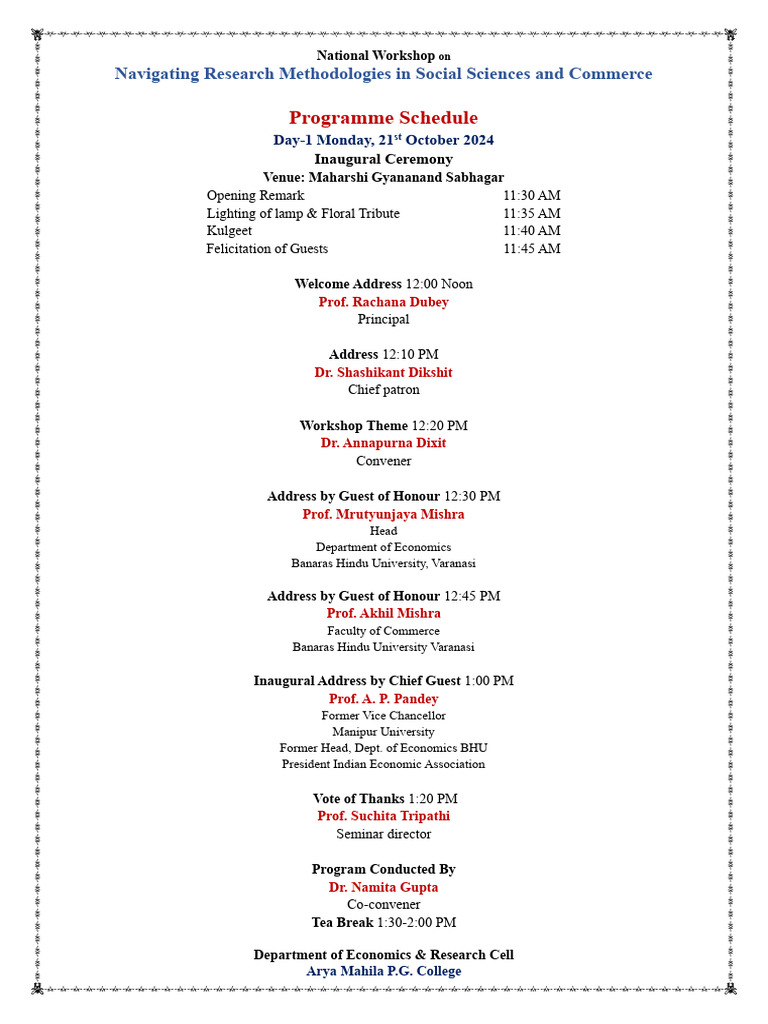 Programme Schedule final | PDF Programme Schedule final | PDF
