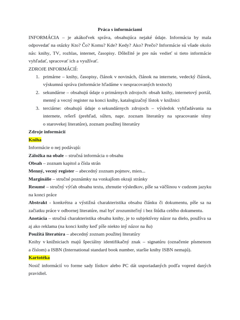 Informácie Uvod | PDF