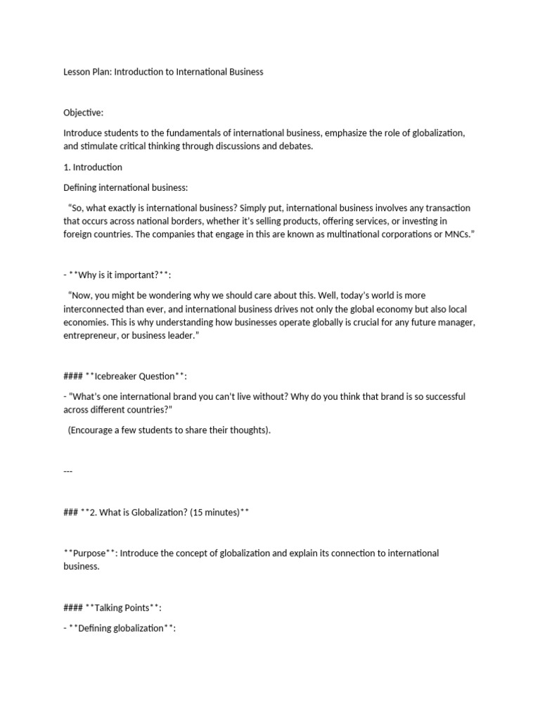 Introduction to International Business | PDF | Globalization | Free Trade