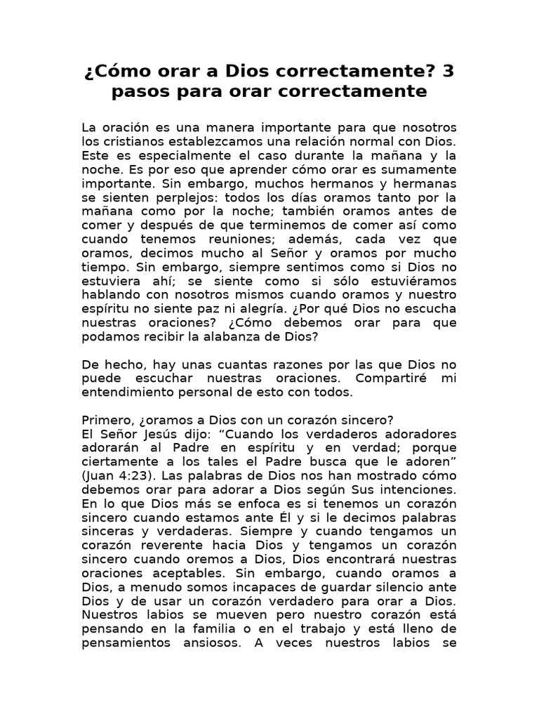 ¿Cómo Orar A Dios Correctamente | PDF | Oración | Dios