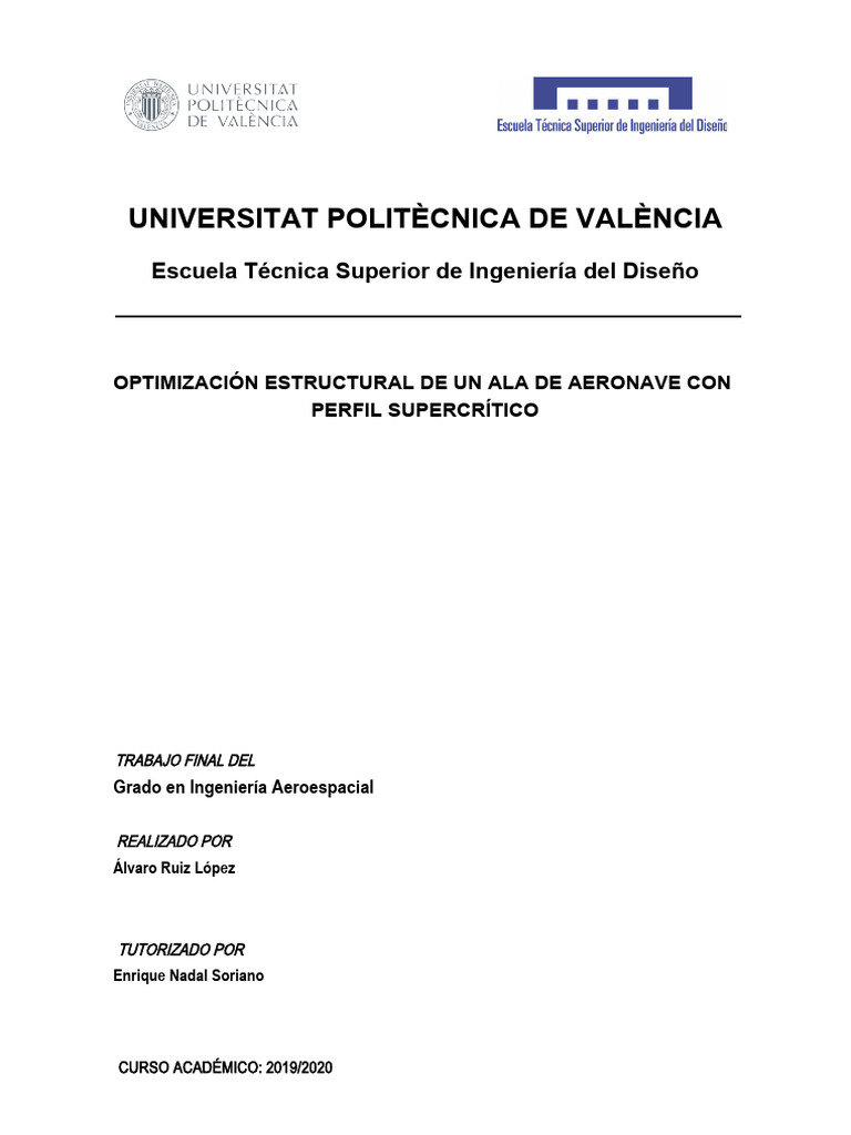 Optimización Estructural de Un Ala de Avión de Aeronave Con Perfil ...