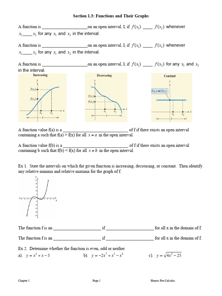PCH Chapter 1 Student Notes (2024) | PDF | Function (Mathematics ...