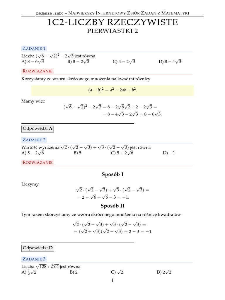 1c2-Pierwiastki Rozw | PDF