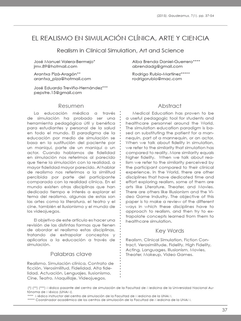 Realismo en Simulación Clínica | PDF | Realismo filosófico | Realidad