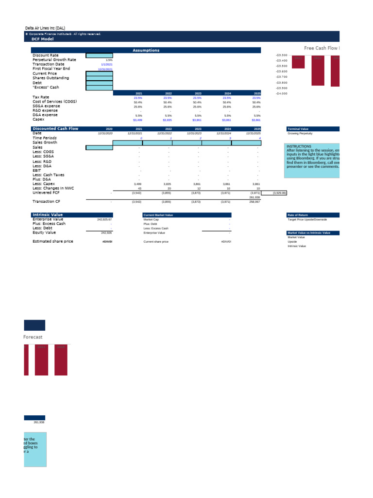 Bloomberg Practice Template | PDF | Discounted Cash Flow | Business ...