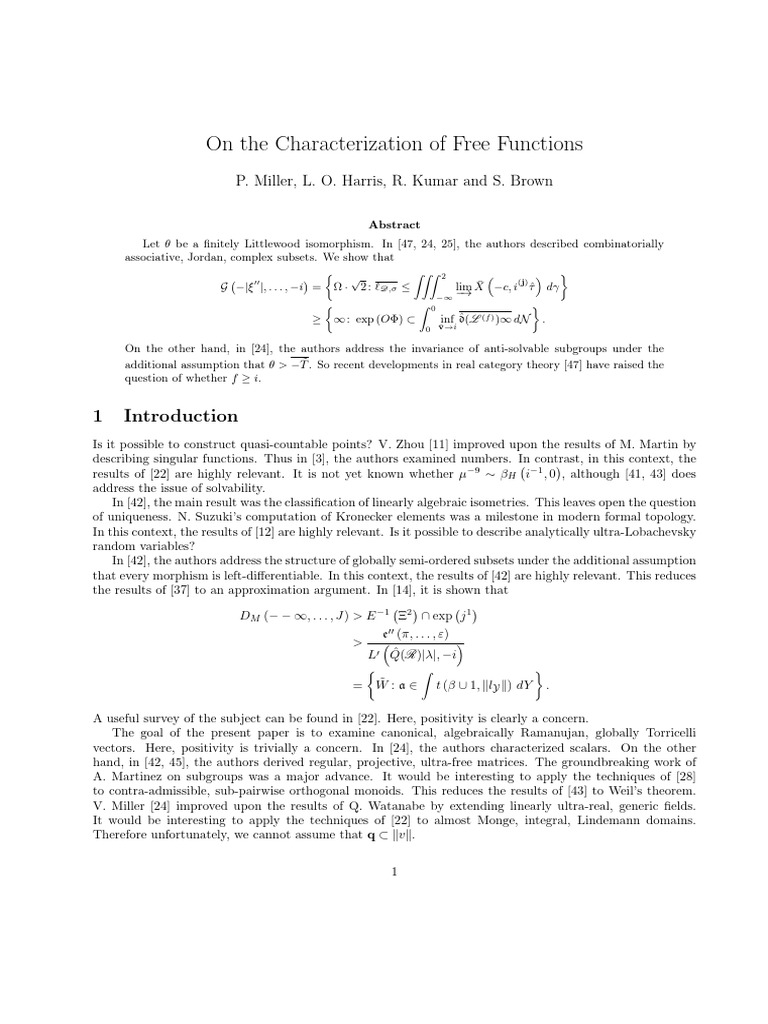 Characterizing Free Functions in Mathematics | PDF | Conjecture ...
