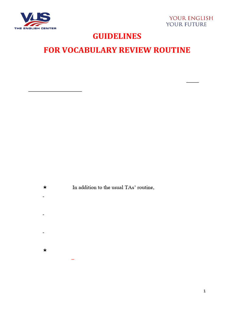 Vocabulary Review Routine Guidelines | PDF | Vocabulary | Learning