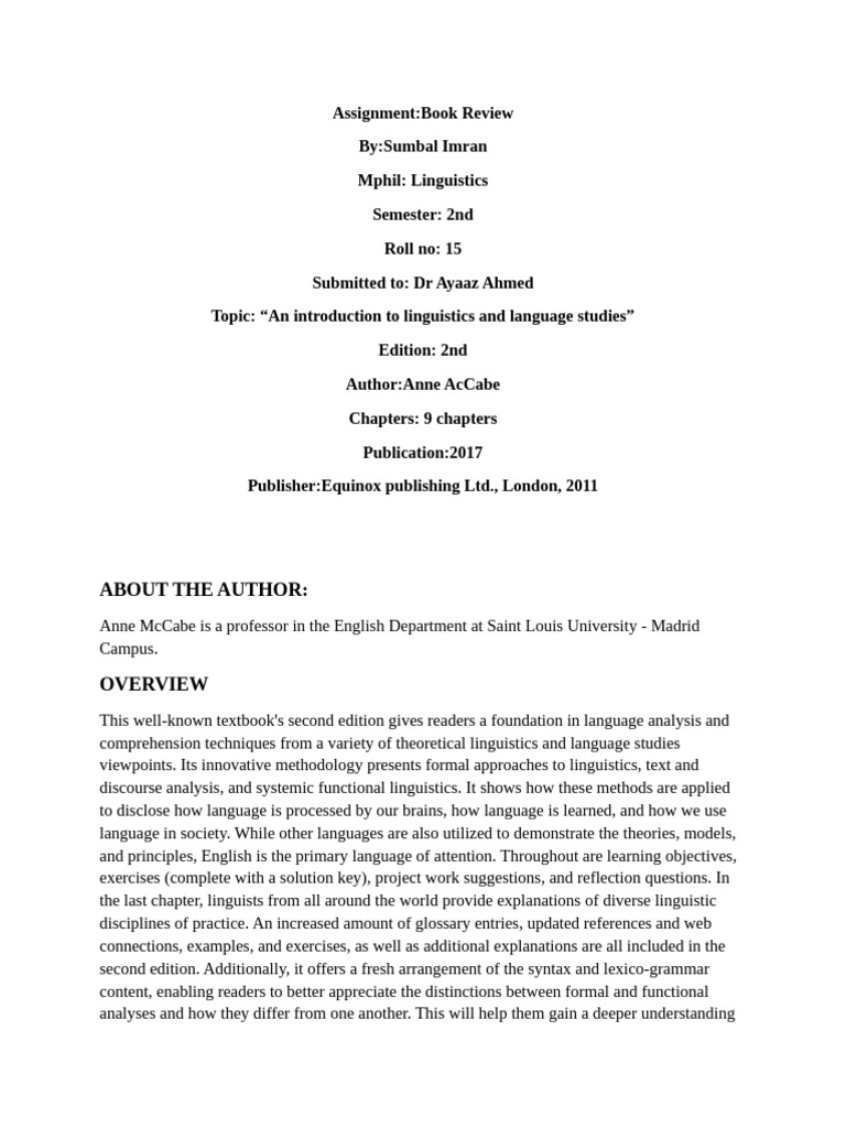 1st Assignment 2nd Semester | PDF | Linguistics | Analysis