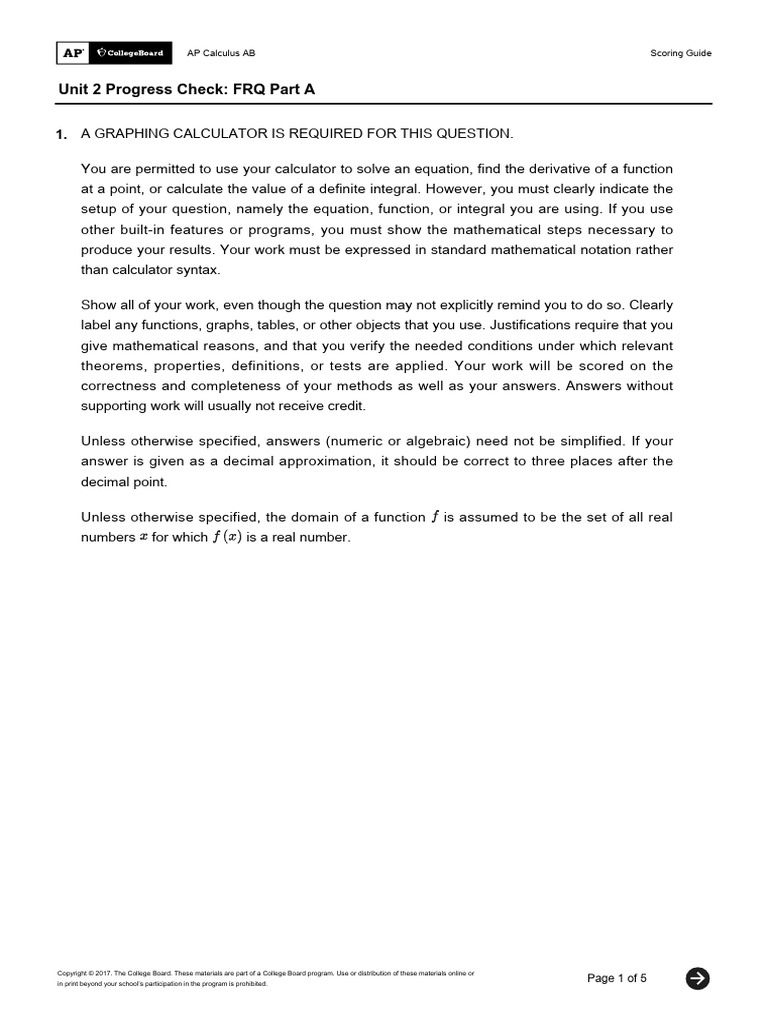 AP Calc BC FRQ Progress Check Part A | PDF | Function (Mathematics ...