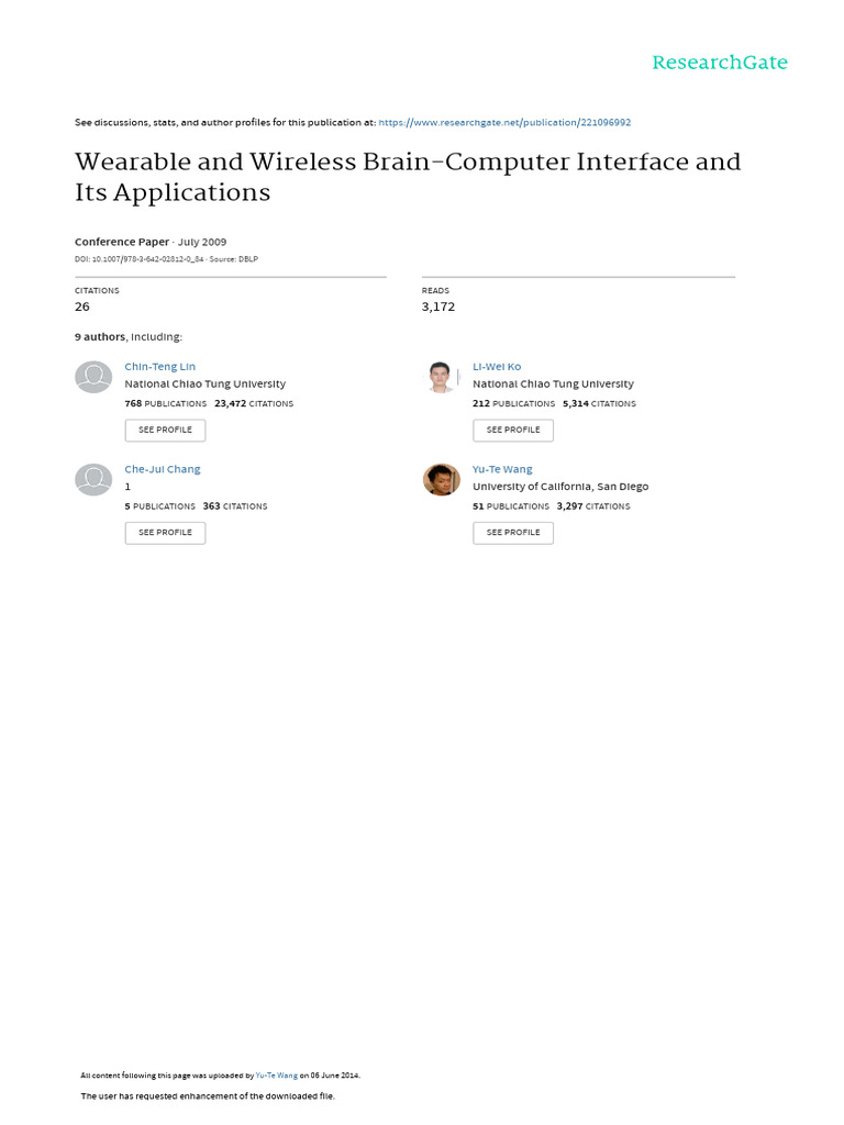 Wearable and Wireless Brain-Computer Interface and | PDF | Electroencephalography | Data Acquisition