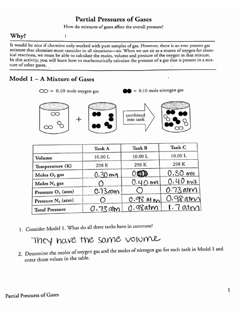 Partial Pressures Activity | PDF
