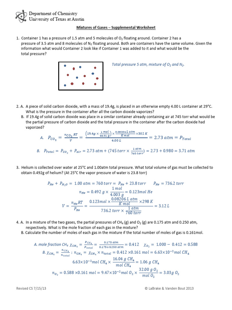 MixtureofGases Wkst Key | PDF | Atmosphere | Chemical Substances