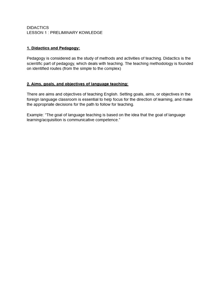 Didactics Lesson 1 | PDF