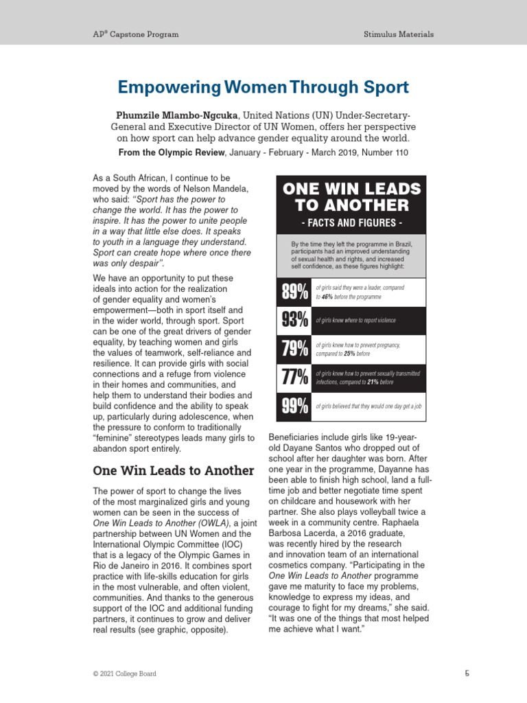 Empowering Women Through Sports | PDF | Gender Studies | Gender Equality