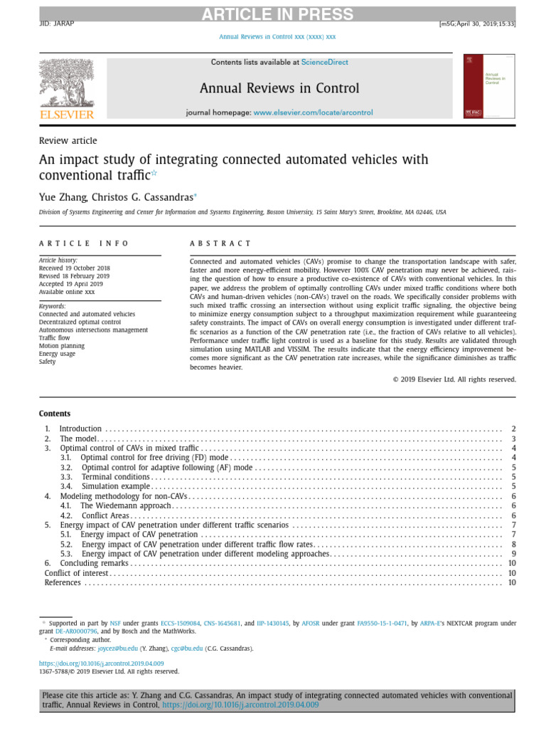 CAVs and Conventional Traffic Integration | PDF | Traffic ...