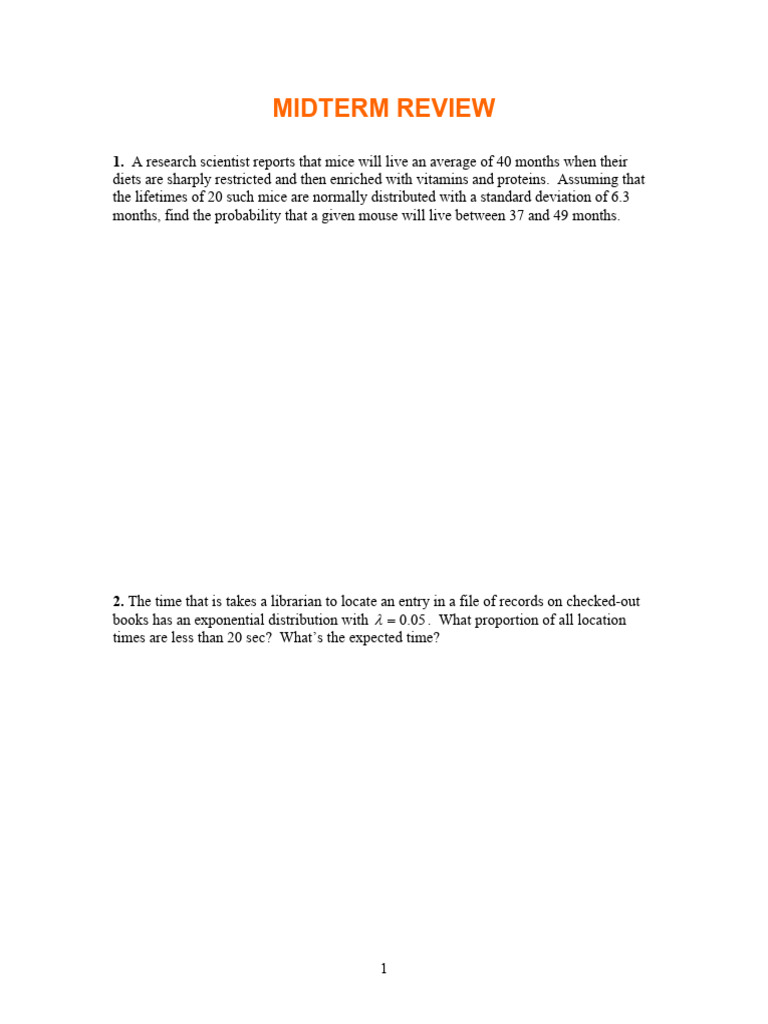 Midterm Review PHYS (Online) Blank | PDF | Estimator | Probability Density Function