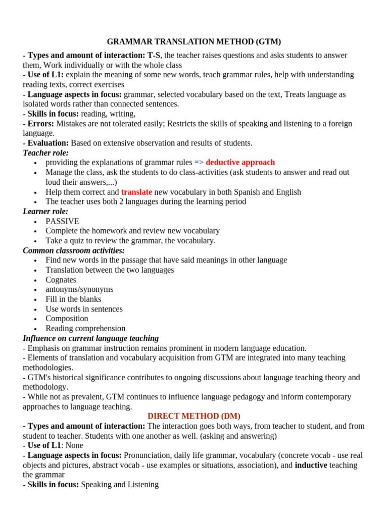 Grammar Translation Method | PDF | Language Education | Vocabulary