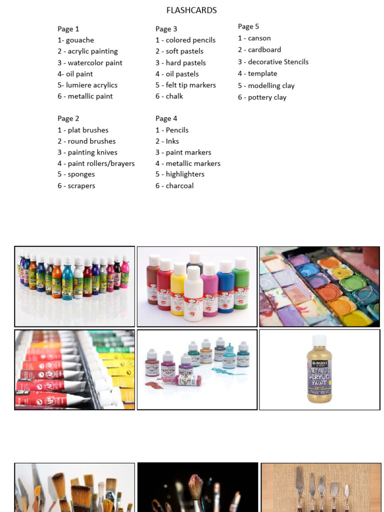 Flashcards Art Materials | PDF