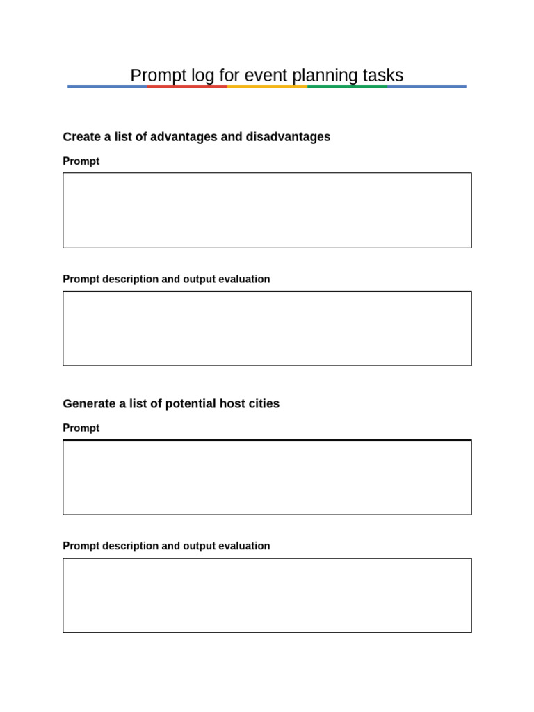 RdI 4chXSdeOvkpmcsQQnA - Prompt Log For Event Planning Tasks | PDF ...