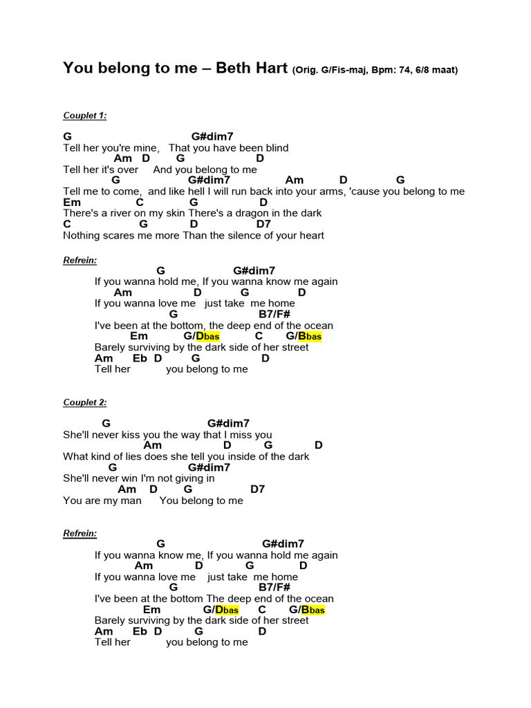 You Belong To Me - Beth Hart | PDF