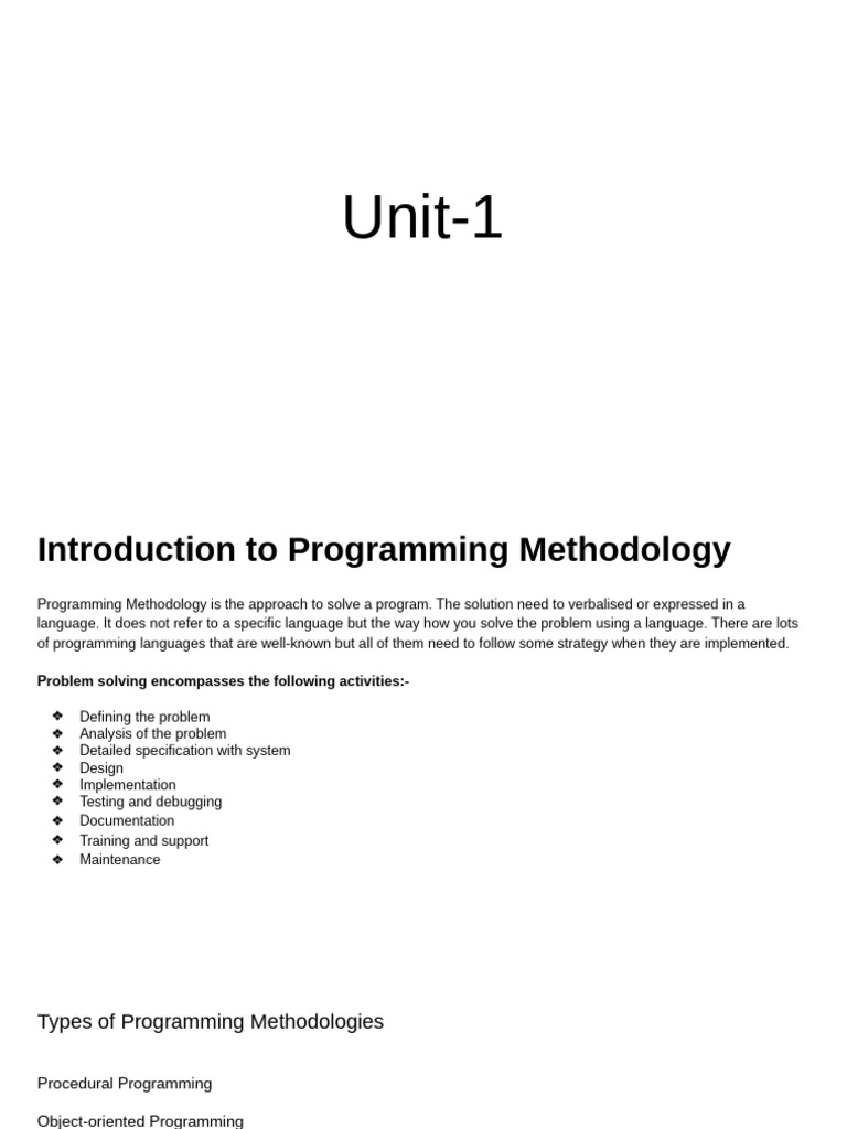 Unit-1 | PDF | Computer Programming | Programming