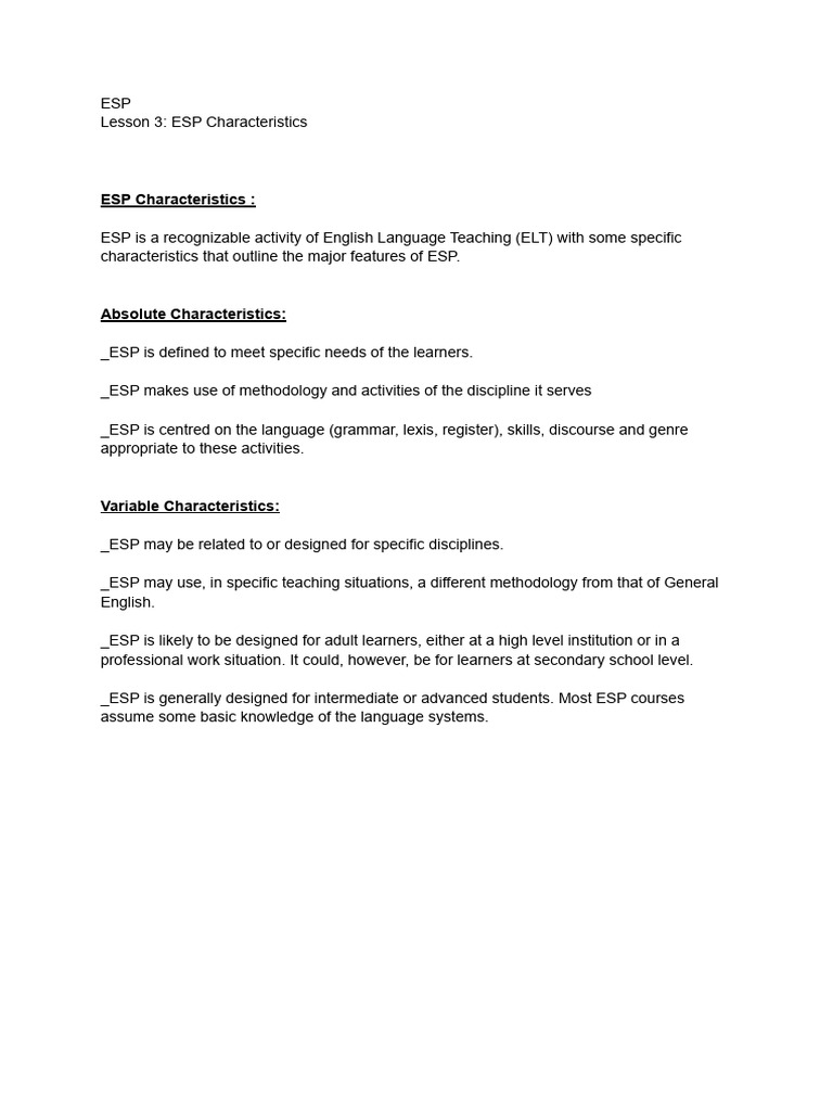 ESP Lesson 3 | PDF