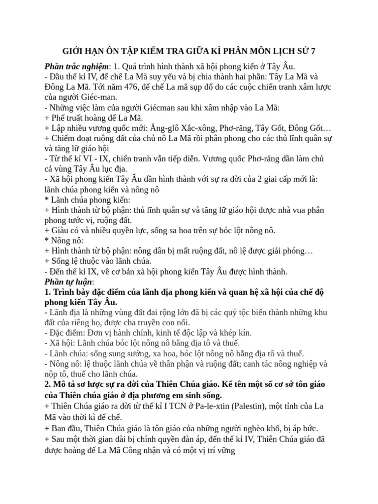 Đề cương gk1 sử | PDF