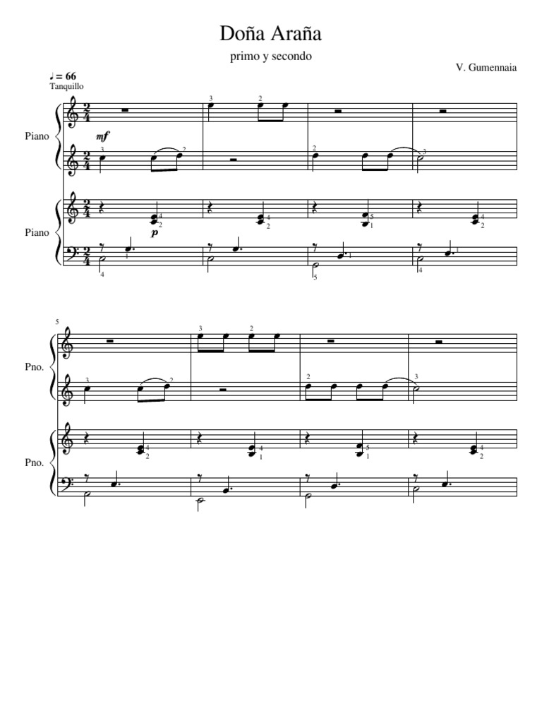 Piano Sheet for Doña Araña | PDF