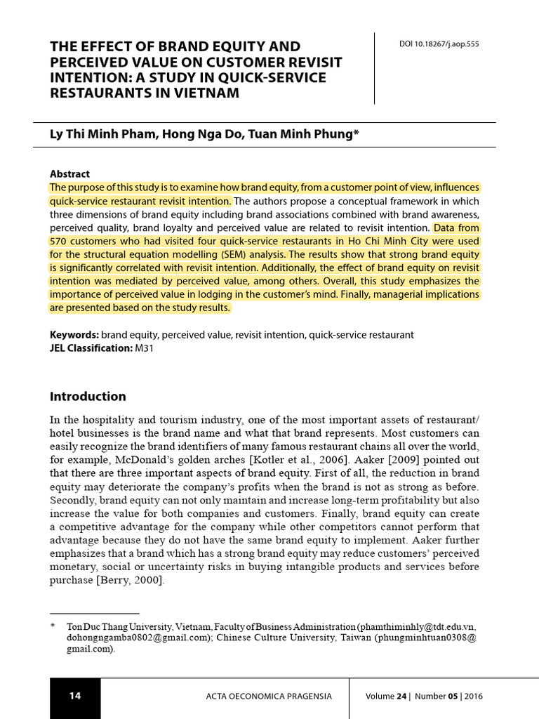 Pham, Do, and Phung, 2016 | PDF | Brand | Cronbach's Alpha