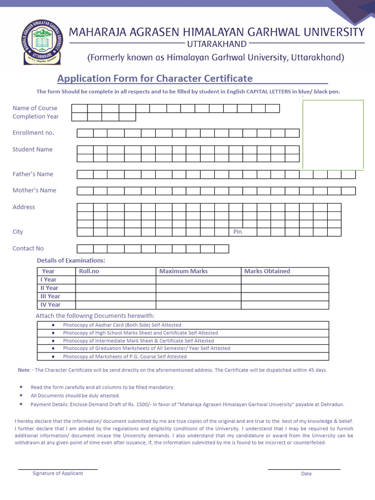 9 Normal Application Form CharacterCertificate | PDF