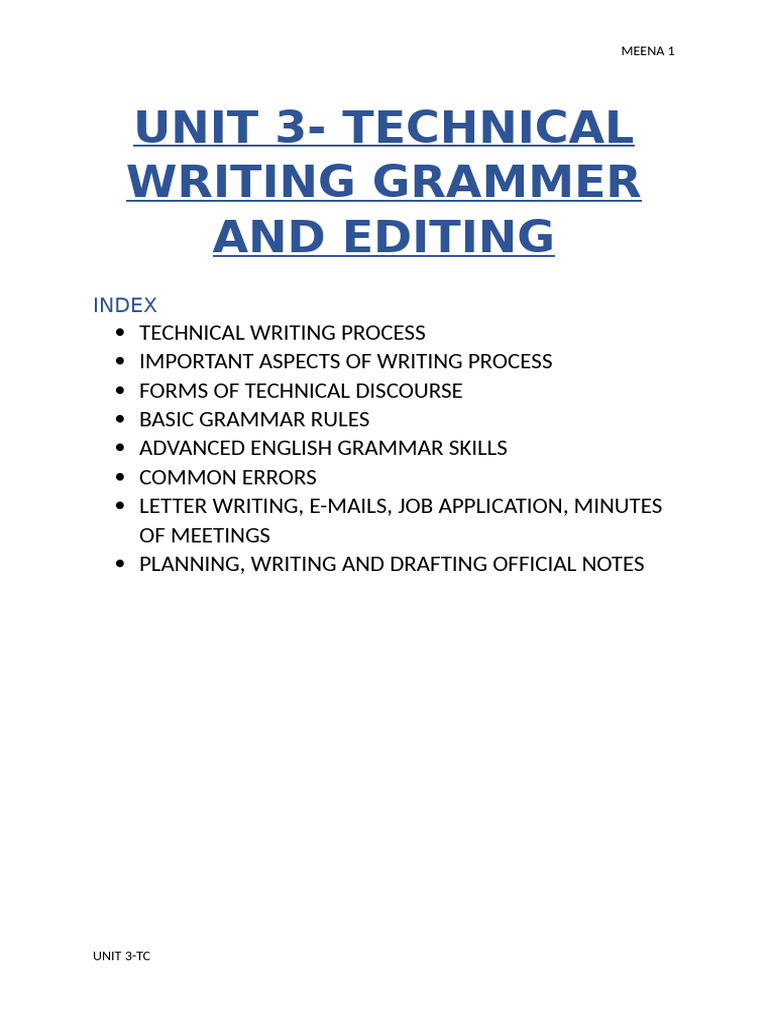 Unit-3 Technical Writing, Grammer and Editing | PDF | Résumé | Editing