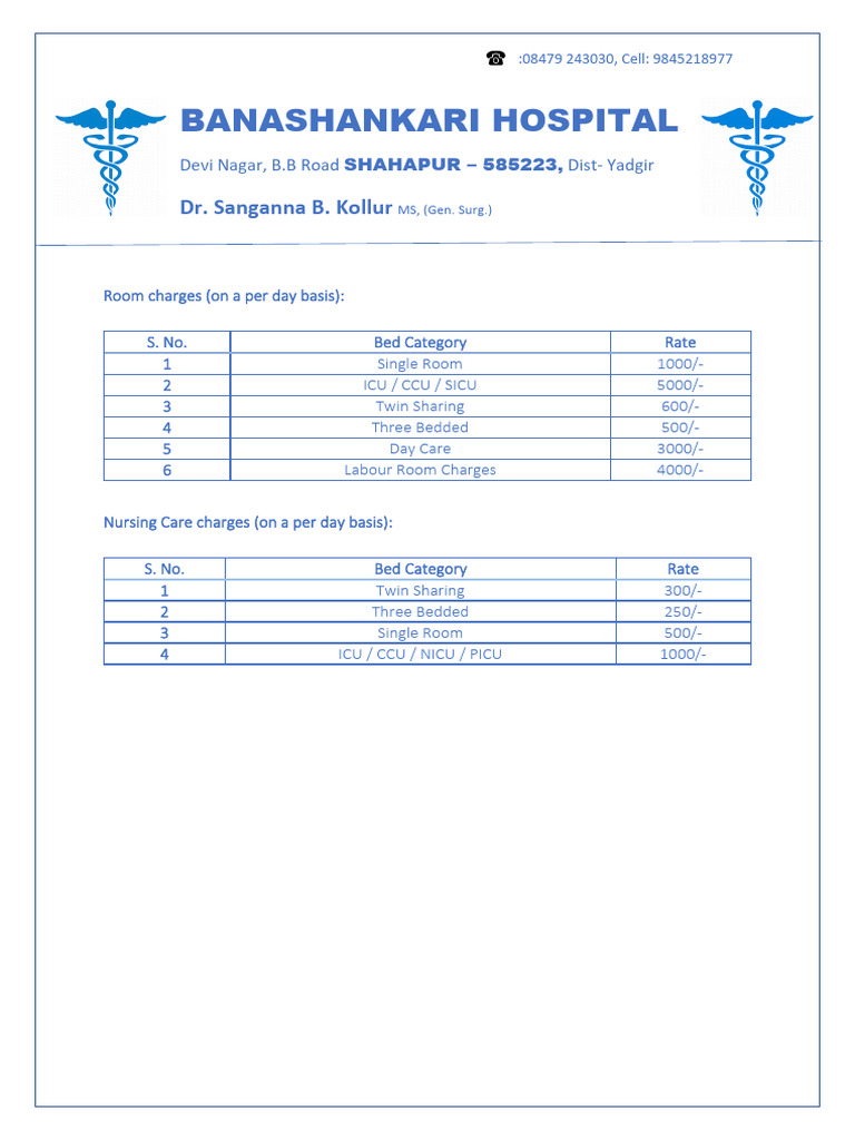 Hospital Room Rent | PDF