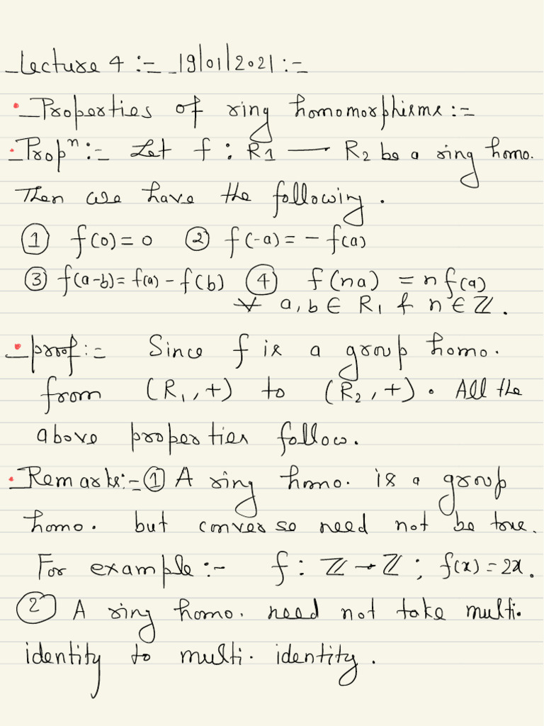 Lecture 4 Notes | PDF | Abstract Algebra | Mathematical Structures