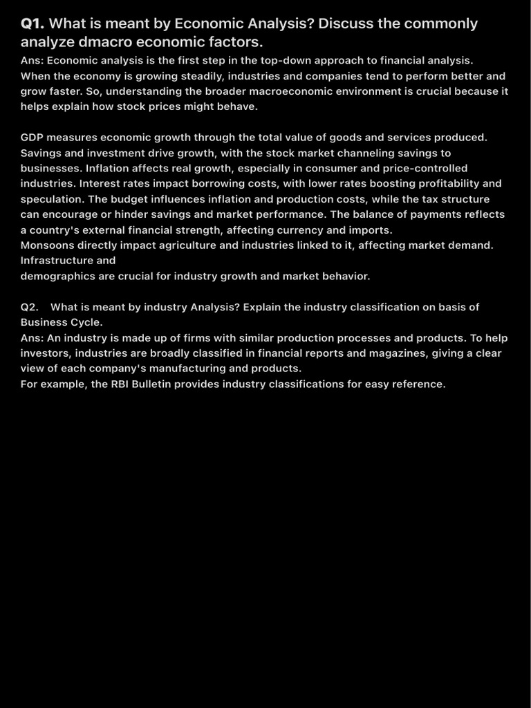 Q1. What Is Meant by Economic Analysis Discuss The Commonly Analyze | PDF