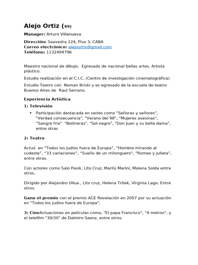 CV Nuevo Alejo Ortiz | PDF | Arte