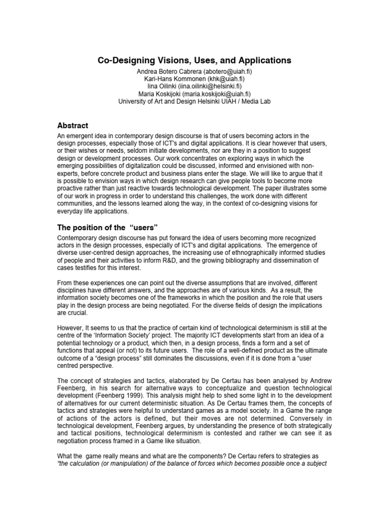 Co_Designing_Visions_Uses_and_Applicatio | PDF | Community | Experience