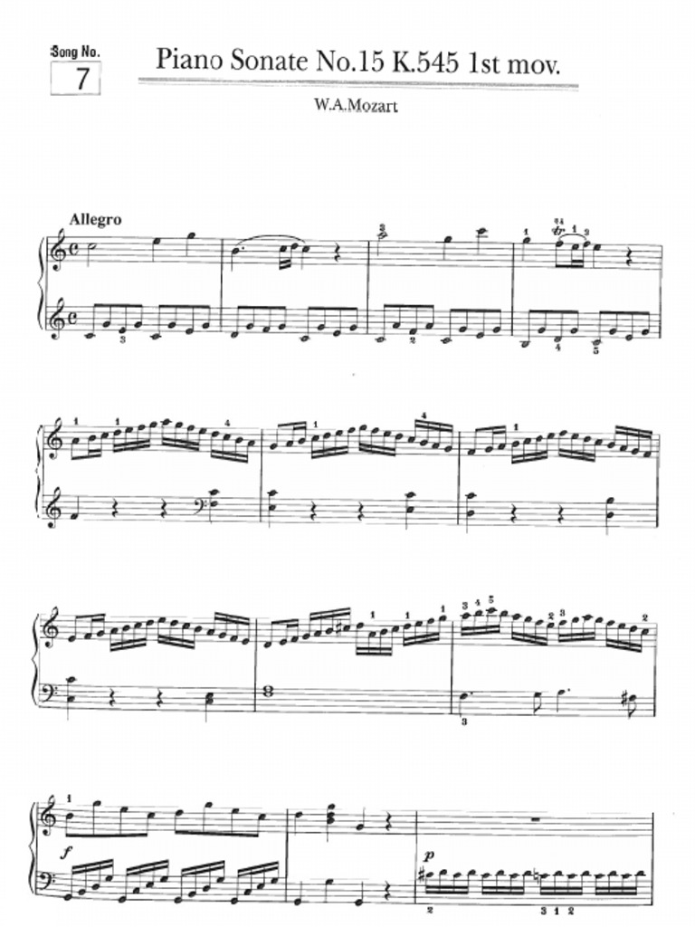 Mozart-Sonata 15 k 545 I Yamaha | PDF | Musical Compositions | Classical Music
