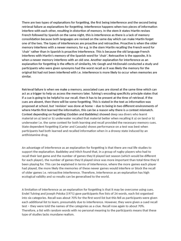 16 Marker Forgetting | PDF | Recall (Memory) | Memory