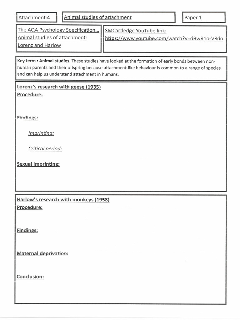 Animal Studies Video Notes | PDF | Attachment Theory | Psychological ...