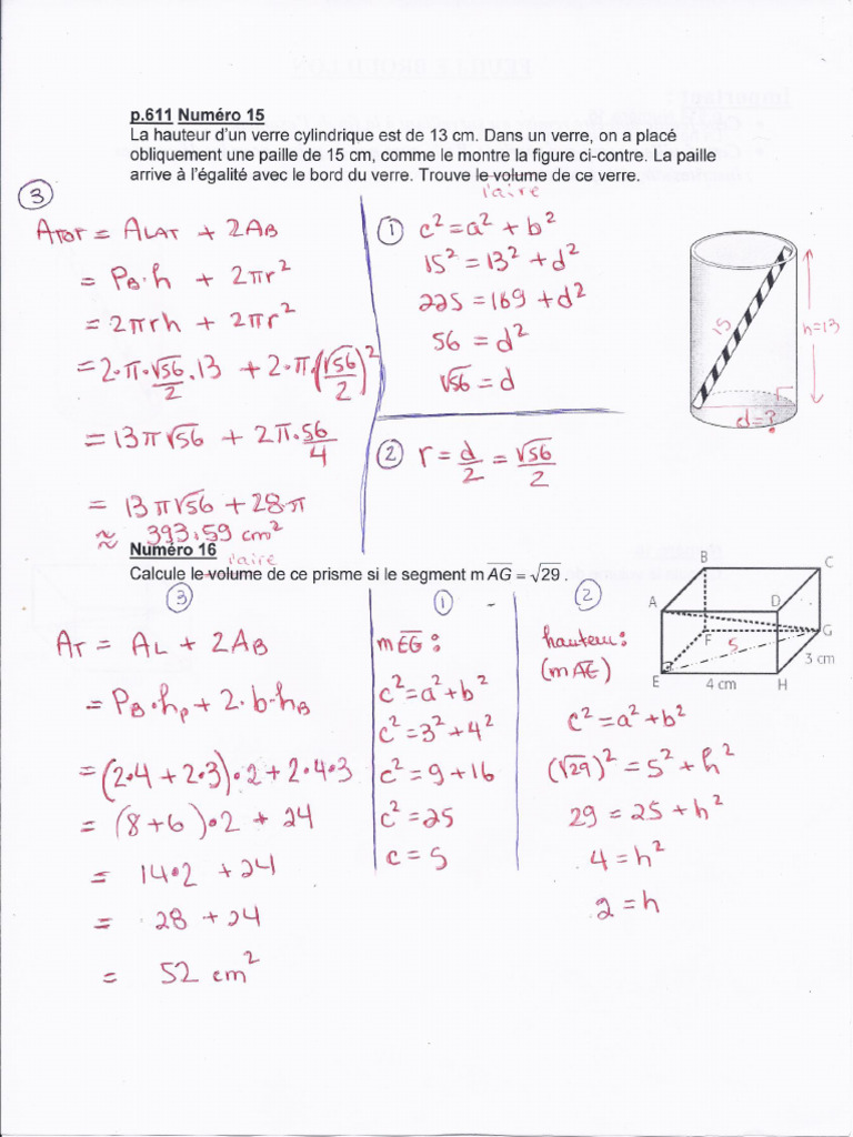 Chap 4 Corrigé Révision Aire Cours 1,2 | PDF