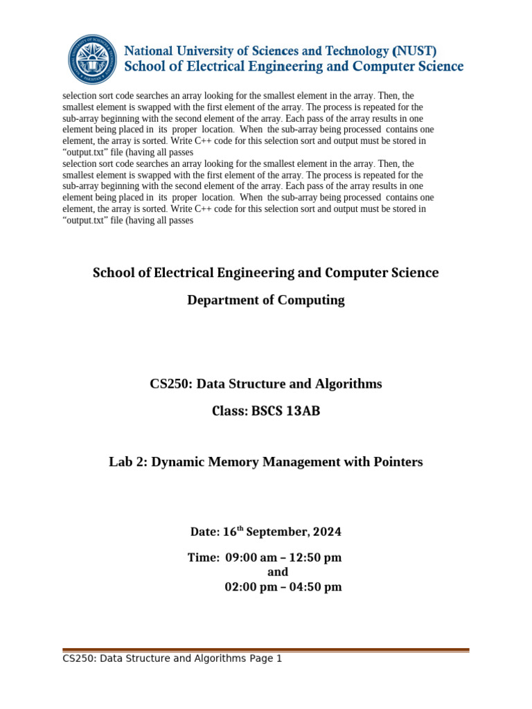 LAB 2 DMA in Pointers | PDF | Pointer (Computer Programming) | Computer Programming