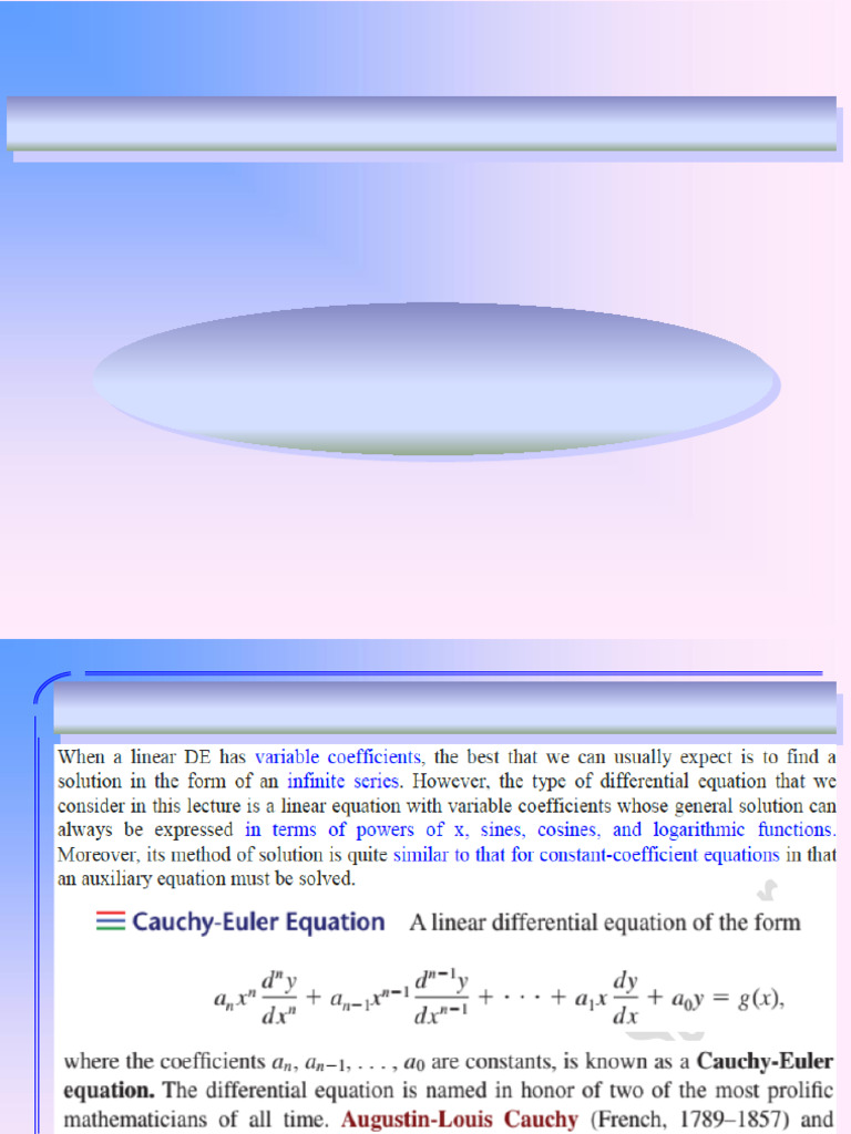 Lecture On Non Homogeneous Odes Cauchy Euler Equation Pdf Mathematical Concepts