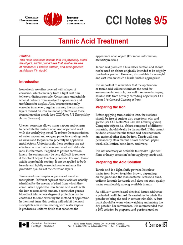 Tannic Acid Solution for Iron Treatment | PDF | Corrosion | Rust