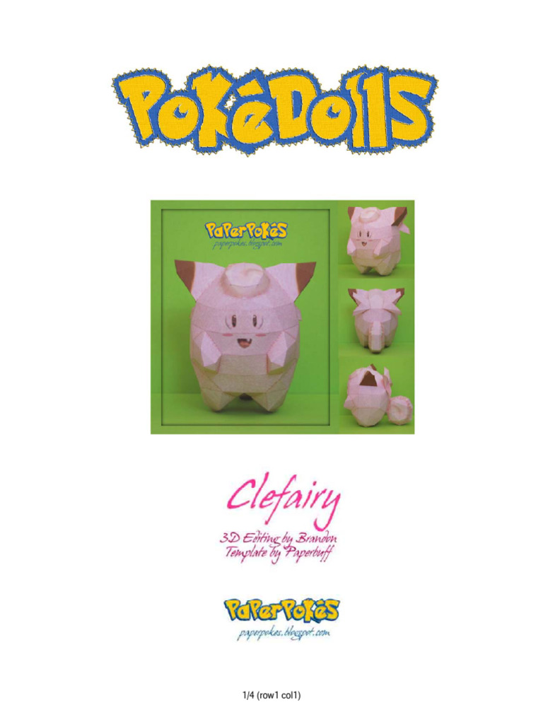 Clefairy Doll Unlined Letter | PDF